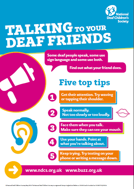 Talking to your deaf friends poster – NDCS Bookshop